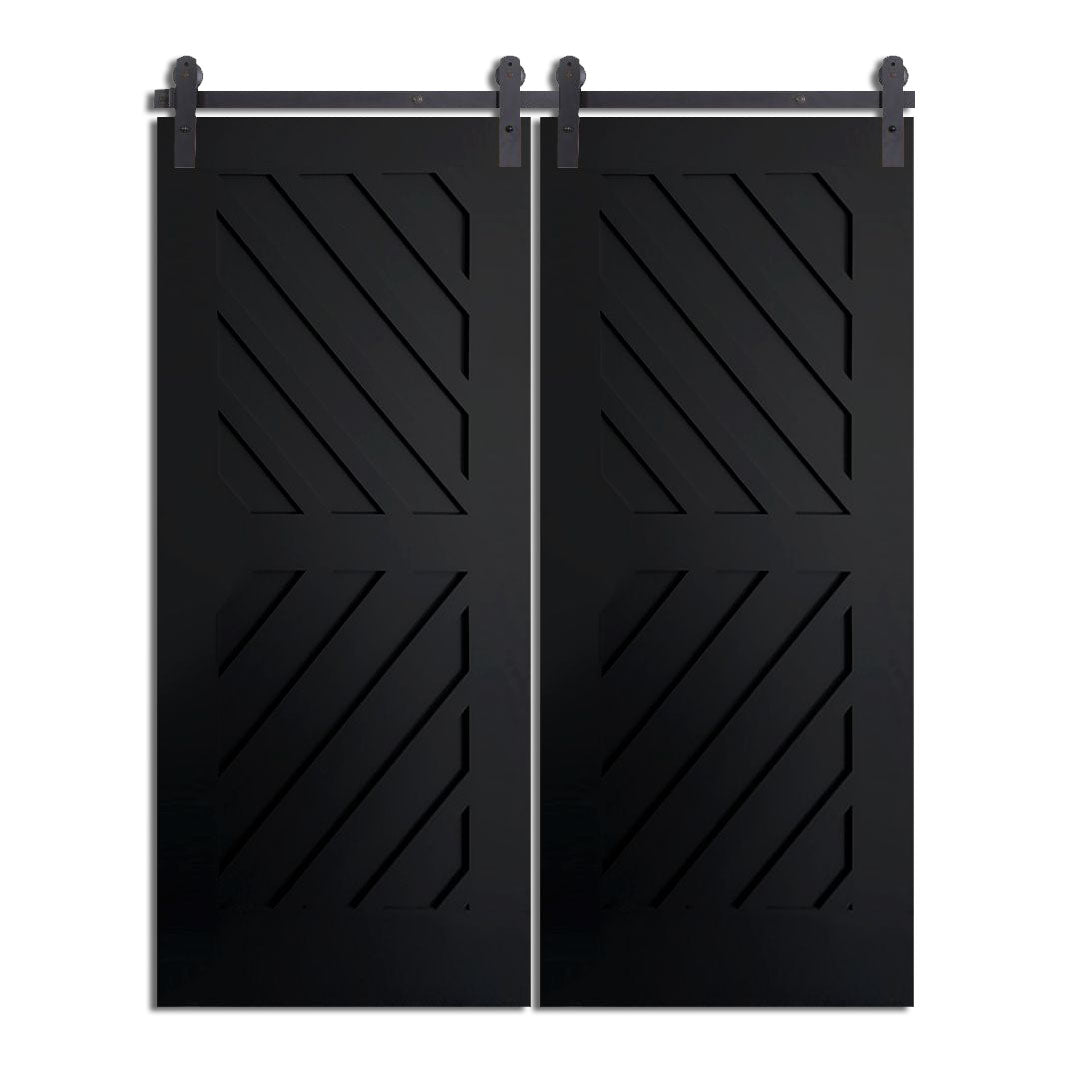 Arpinum - Two Panel Diagonal Pattern Black Double Barn Door