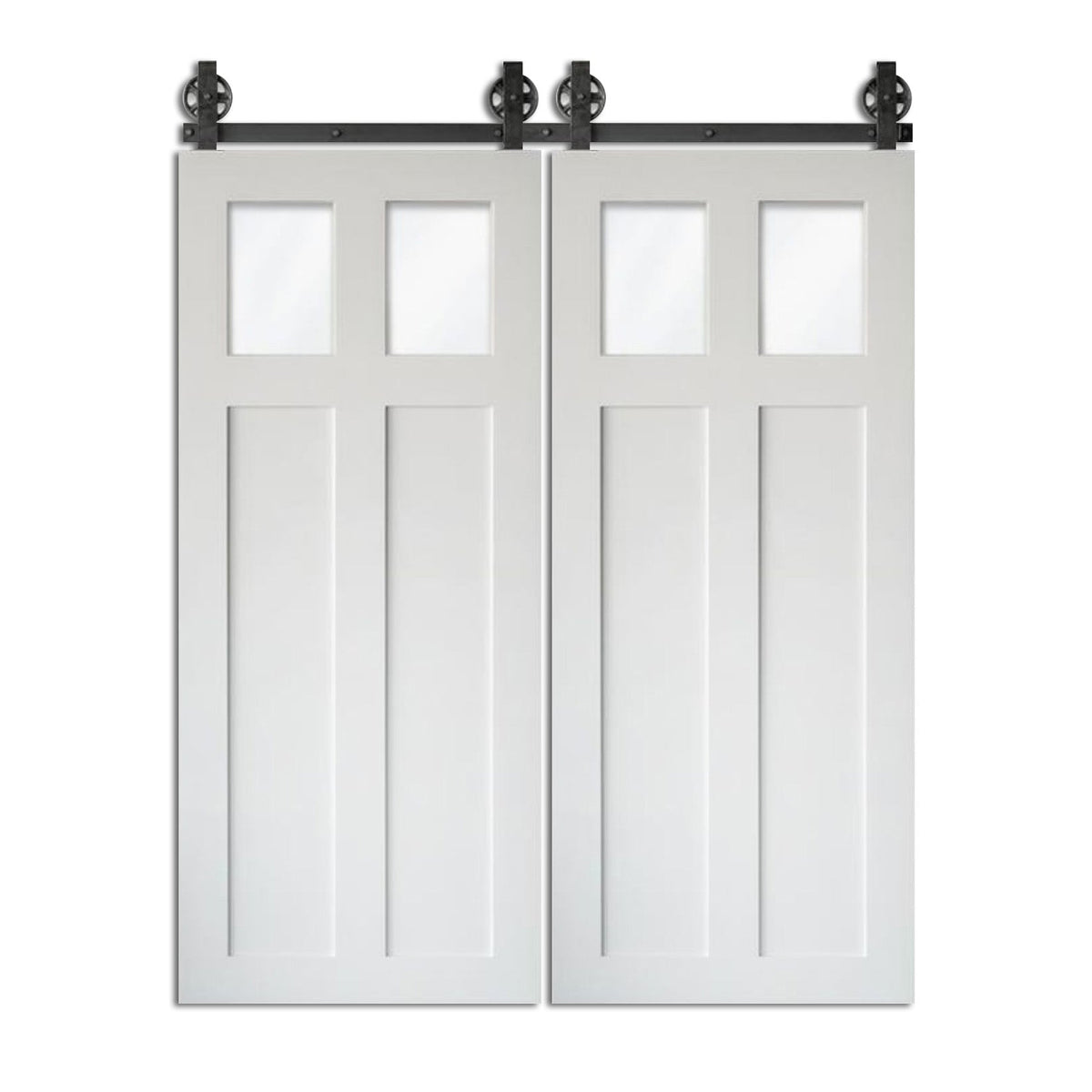 Avenio - Two Panel White Double Barn Door With Window
