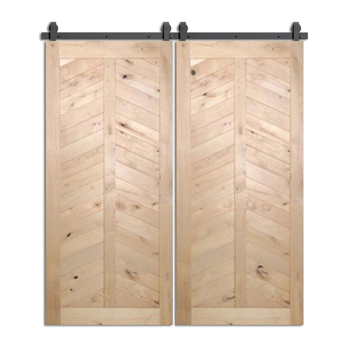 Timberpeak - Two Panel Arrow Design Double Sliding Barn Door