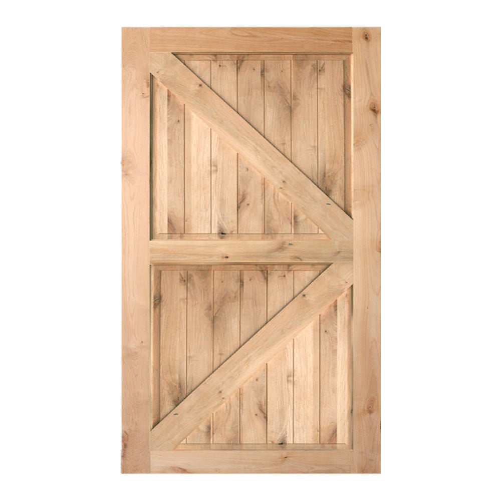 Wylora - Farmhouse Interior Two Panel Knotty Alder Single Barn Door