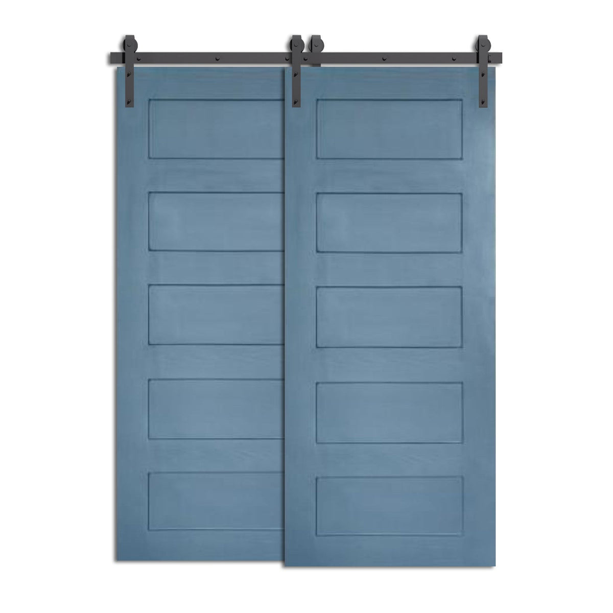 Bosa - Modern Bypass 5 panel Frame-free Blue Double Sliding Blue Barn